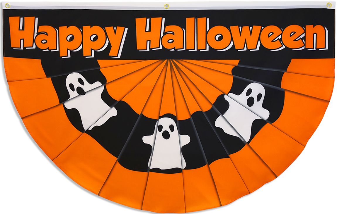 Poly-Star Halloween Ghost Printed Bunting Half-Circle Flag - 5x3 ft ...